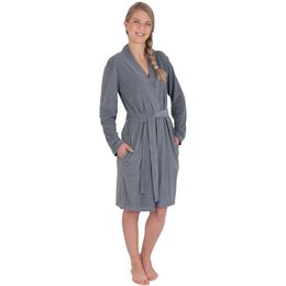 WEWO-Fashion WEWO FASHION Damenbademantel »035, ideal für Sauna & Spa, Hotelbademantel, Morgenmantel« 1 Stk. tlg., leichter Kimono grey S Länge: 100 cm Damen...