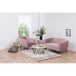ACTONA GROUP Loungesessel &raquo;Ria Armlehnstuhl, Polstersessel, Einzelsofa, Relaxsessel,&laquo; 1-Sitzer, Samtstoff, Massivholz-Beine, Taschenfederkern, Tufting