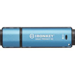 Kingston USB-Stick »IRONKEY VAULT PRIVACY 50 SERIE 256GB« (256GB GB USB 3.2 Lesegeschwindigkeit 230 MB/s) blau Einstellungen für den dualen...
