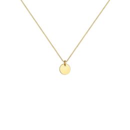 Elli Damen Kette mit Anh&auml;nger &raquo;Pl&auml;ttchen Coin Rund Basic 925 Silber&laquo; gold