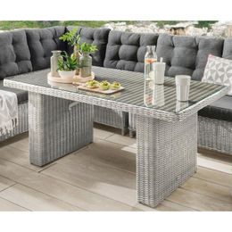 Destiny Garten-Essgruppe &raquo;PALMA&laquo; 2x Schenkel, 1x Eckmodul, 1x Singlemodul, 1x Tisch, inkl. Auflagen, 19 Stk. tlg. Aluminium, Polyrattan wei&szlig; Obermaterial: 100