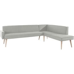 exxpo - sofa fashion Eckbank &raquo;Lungo, moderne Kedernaht, bequem und elegant, hoher Holzfu&szlig;&laquo; hochwertige Detailverarbeitung, frei im Raum stellbar beige