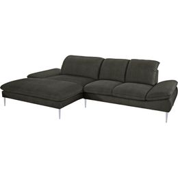 W.Schillig Ecksofa &raquo;enjoy&MORE, Designsofa, elegant und bequem, L-Form&laquo; mit Sitztiefenverstellung, F&uuml;&szlig;e silber matt, Breite 310 cm gr&uuml;n Chenille-