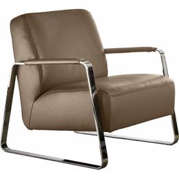 W.Schillig Cocktailsessel &raquo;quadroo Designsessel, Loungesessel&laquo; mit bezogenen Armlehnen, Gestell in Chrom gl&auml;nzend orange Velourgewebe V41 (100% 