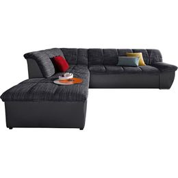 DOMO collection Ecksofa »Splash, aktuelle Sitz- und Rückensteppung, Materialmix, L-Form« wahlweise mit Bettfunktion schwarz/pepper