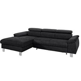 COTTA Ecksofa &raquo;Komaris L-Form, B: 244 cm&laquo; mit Kopfteilverstellung, optional Bettfunktion, Bettkasten & Licht schwarz Microfaser PRIMABELLE (100% 
