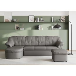 DOMO collection Ecksofa &raquo;Pegnitz, elegante R&uuml;ckensteppung, kompakte Stellma&szlig;e 238/141cm, L-Form&laquo; wahlweise mit Bettfunktion grau 100% Polyester
