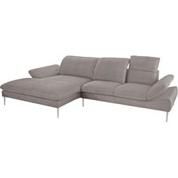 W.Schillig Ecksofa &raquo;enjoy&MORE, Designsofa, bequem, zeitlos und elegant, L-Form&laquo; mit Sitztiefenverstellung, F&uuml;&szlig;e silber matt, Breite 340 cm grau 