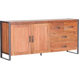 GUTMANN FACTORY Sideboard &raquo;Alvara&laquo; Kommode mit Rattan Geflecht grau Massivholz, Metall