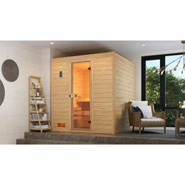 Weka Sauna &raquo;Massivholzsauna VALIDA 3&laquo; Blockbohlen, moderne Ganzglast&uuml;r beige