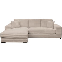 WERK2 Ecksofa &raquo;Eden modern und zeitlos, geschmackvolles Sofa, Breite 286cm, L-Form&laquo; Design Ecksofa in Cord mit besonders weichem Sitzkomfort grau 100%
