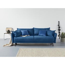 Inosign Schlafsofa &raquo;Asra&laquo; incl. Bettfunktion und Bettkasten, Seitentasche im Armteil, Federkern blau 100% Polyester