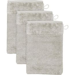 Möve MÖVE Waschlappen »Bamboo Luxe 3er Set Waschhandschuh« mit seidig glänzenden Bordüren silbergrau Obermaterial: 60% Baumwolle, 40% Viskose