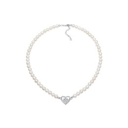 Elli Damen Perlenkette &raquo; Halskette Choker Perle Herz Edelweiss 925 Silber&laquo; silber