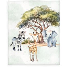 Herding's Young Collection HERDING YOUNG COLLECTION Kinderdecke »YoungCollection Safari« mit tollem Motiv bunt Obermaterial: 100% Polyester B/L: 130 cm x 160 cm