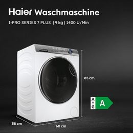 Haier Waschmaschine &raquo;HW90-B14979YU1&laquo; 9 kg 1400 U/min 8 kg, 1400 U/min, Fl&uuml;sterleiser Motor, Vollwasserschutz wei&szlig; Pillow-Schontrommel, Easy Access T&uuml;r: 