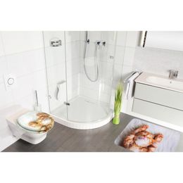 Sanilo Badaccessoire-Set &raquo;Lilly&laquo; bestehend aus WC-Sitz, Badteppich und Waschbeckenst&ouml;psel braun Kunststoff, MDF, Polyester