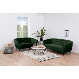 ACTONA GROUP 2-Sitzer &raquo;Ria Sofa, Couch, Doppelsofa, Loveseat,&laquo; Samtstoff, Massivholz-Beine, Taschenfederkern, Tufting, mit Armlehnen gr&uuml;n