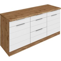 KOCHSTATION Unterschrank &raquo;KS-Luhe&laquo; 180 cm breit, f&uuml;r viel Stauraum, MDF-Fronten mit waagerechter Lisene wei&szlig; MDF
