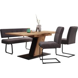 Hela Essgruppe &raquo;Luise I G Tisch Sitzbank St&uuml;hle&laquo; Set, 4 Stk. tlg. Ausziehtisch 140 - 180 cm Esszimmer Bestseller grau FSC -zertifizierter 