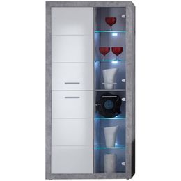 HBZ-MEBLE HBZ Highboard &raquo;Stone wei&szlig; Hochglanz, Wohnzimmerschrank BxHxT 92x194x37 cm&laquo; 1 Stk. tlg. Mit 2 T&uuml;ren, 2 Glast&uuml;ren, 4 Einlegeb&ouml;den, 4 Glasb&ouml;den, 2 feste 