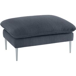 W.Schillig Hocker &raquo;enjoy&MORE&laquo; F&uuml;&szlig;e silber matt, Breite 106 cm blau Chenille-Flachgewebe R66 (85% Polyester, 15% Nylon);Longlife Xtra-Leder Z59: 