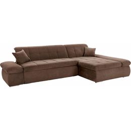 DOMO collection Ecksofa »NMoric XXL, B/T/H: 300/172/80cm, L-Form« wahlweise mit Bettfunktion und Armlehnverstellung braun