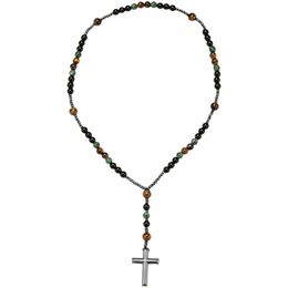 Firetti Herren Kette mit Anh&auml;nger &raquo;Schmuck Geschenk Edelstahl Halsschmuck Halskette Edelstein Kreuz&laquo; Made in Germany - Glasstein, H&auml;matit, Tigerauge, 