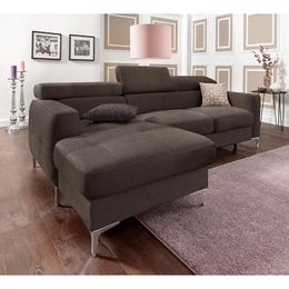 COTTA Ecksofa &raquo;Sammy L-Form&laquo; mit Kopfteilverstellung, wahlweise mit Bettfunktion & Bettkasten braun Struktur (100% Polyester );Chenille (90% Polyester