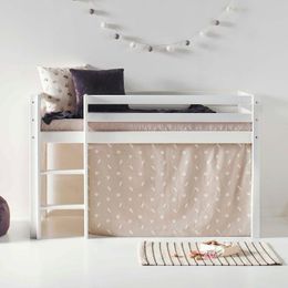 Hoppekids Hochbett &raquo;ECO Dream, Kinderbett, Spielbett, Halbhohes Bett aus Massivholz&laquo; inkl. Vorhang-Set Creator, Bettgr&ouml;&szlig;e & Matratze w&auml;hlbar beige Kinderbett: 