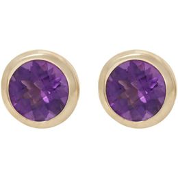 Firetti Damen Paar Ohrstecker &raquo;Schmuck Geschenk Gold 585 Ohrschmuck Ohrringe Solit&auml;r&laquo; mit Peridot oder Amethyst bunt
