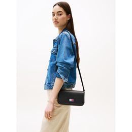Tommy Jeans Damen Umh&auml;ngetasche &raquo;TJW MUST FLAP CROSSOVER&laquo;, Damen Schultertasche, Minibag mit Tommy-Schmuckemblem schwarz