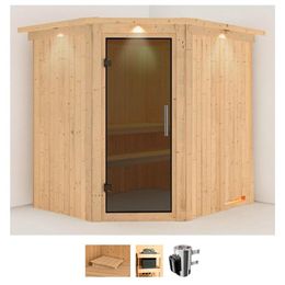 Karibu Sauna »Laila« Set, Ofen 3, 6 kW intgr. Strg naturbelassen