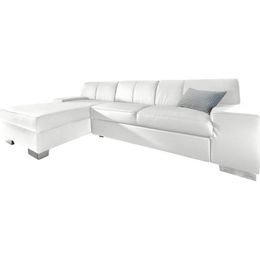 DOMO collection Ecksofa »Star, zeitlose Formensprache, elegante Optik, L-Form« wahlweise mit Bettfunktion altweiß