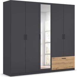 Rauch Dreht&uuml;renschrank &raquo;Kleiderschrank Schrank Garderobe W&auml;scheschrank BARI mit Spiegel&laquo; mit Schubasten au&szlig;en, moderner Griff in Graumetallic MADE IN 