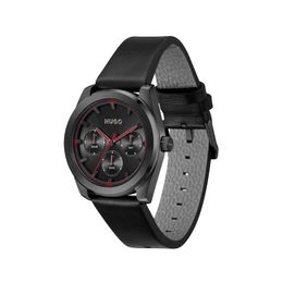 Hugo Herren Hugo Multifunktionsuhr &raquo;#BRIGHT SPORT&laquo; Quarzuhr, Armbanduhr, Herrenuhr, Lederarmband, analog