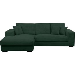 WERK2 Ecksofa &raquo;Eden modern und zeitlos, geschmackvolles Sofa, Breite 286cm, L-Form&laquo; Design Ecksofa in Cord mit besonders weichem Sitzkomfort gr&uuml;n 90% 