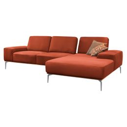 W.Schillig Ecksofa &raquo;run, Designsofa mit tollem Sitzkomfort, bequem, L-Form&laquo; mit elegantem Holzsockel, F&uuml;&szlig;e in Silber matt, Breite 299 cm orange 