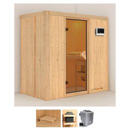 Karibu Sauna »Vada« Set, Ofen 9 kW Bio externe Strg easy naturbelassen