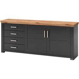 set one by Musterring Sideboard &raquo;York&laquo; Typ 51, mit viel Stauraum, B&uuml;gelgriff silber, B 184 x H 79 cm grau