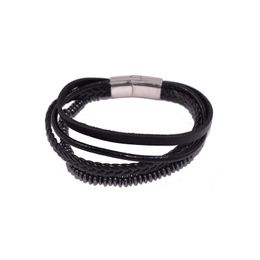 Firetti Herren Lederarmband &raquo;Schmuck Geschenk Armschmuck Edelsteinarmband H&auml;matit&laquo; Made in Germany - mit H&auml;matit schwarz