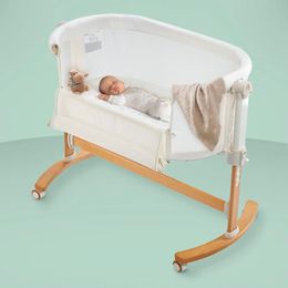 BABYGO Beistellbett &raquo;Amila, beige white&laquo; mit Schaukelfunktion beige Kunststoff, Massivholz