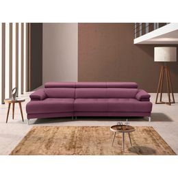 Egoitaliano Ecksofa &raquo;Soul, extravagantes Designsofa, Megasofa, super bequem, tolle Details&laquo; mit Trapez-Abschlu&szlig;element, inkl verstellbarer Kopfteile lila Leder 