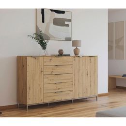 Rauch Kombikommode &raquo;Kommode T&uuml;rkommode Sideboard Kombikommode FLIPP&laquo; Breite 200 cm mit 4 Einlegeb&ouml;den, 3-t&uuml;rig mit 5 Schubladen und Soft-Close-