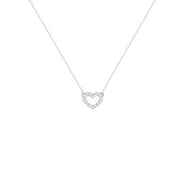Elli Collierkettchen »Herz Zirkonia Weiß 925 Sterling Silber« Weiß 45 Halskette für Damen mit Zirkonia Herzanhänger strahlt Eleganz aus