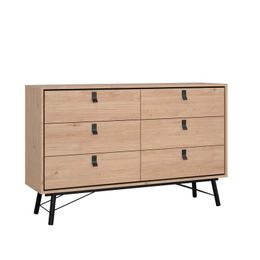 Andas Kommode &raquo;Ry Aufbewahrung, Schubladenschrank, Stauraum,&laquo; Sideboard mit 6 Schubladen, Breite 150 cm, H&ouml;he 95 cm, Massivholzbeine braun Spanplatte