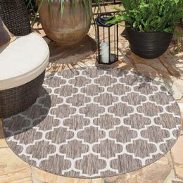 Carpet City Outdoorteppich &raquo;Outdoor 462&laquo; rund 5 mm H&ouml;he UV-best&auml;ndig, Flachgewebe, auch in quadratischer Form erh&auml;ltlich beige Obermaterial: 100%...