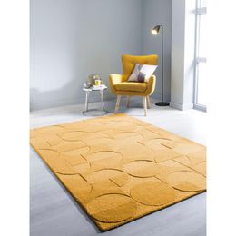 FLAIR RUGS Wollteppich &raquo;Gigi&laquo; 8 mm H&ouml;he aus 100% Wolle, geometrisches Design, fu&szlig;bodenheizungsgeeignet gelb Wolle