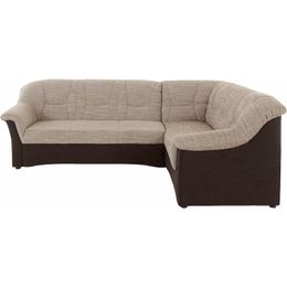DOMO collection Ecksofa »Sarafina zeitlos und komfortabel, optional mit Federkern, L-Form« wahlweise mit Bettfunktion braun/braun/beige