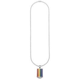 Bruno Banani Herren Kette mit Anh&auml;nger &raquo;Schmuck Geschenk Halskette Regenbogen Dog Tag Kugelkette&laquo; mit Epoxidharz silber